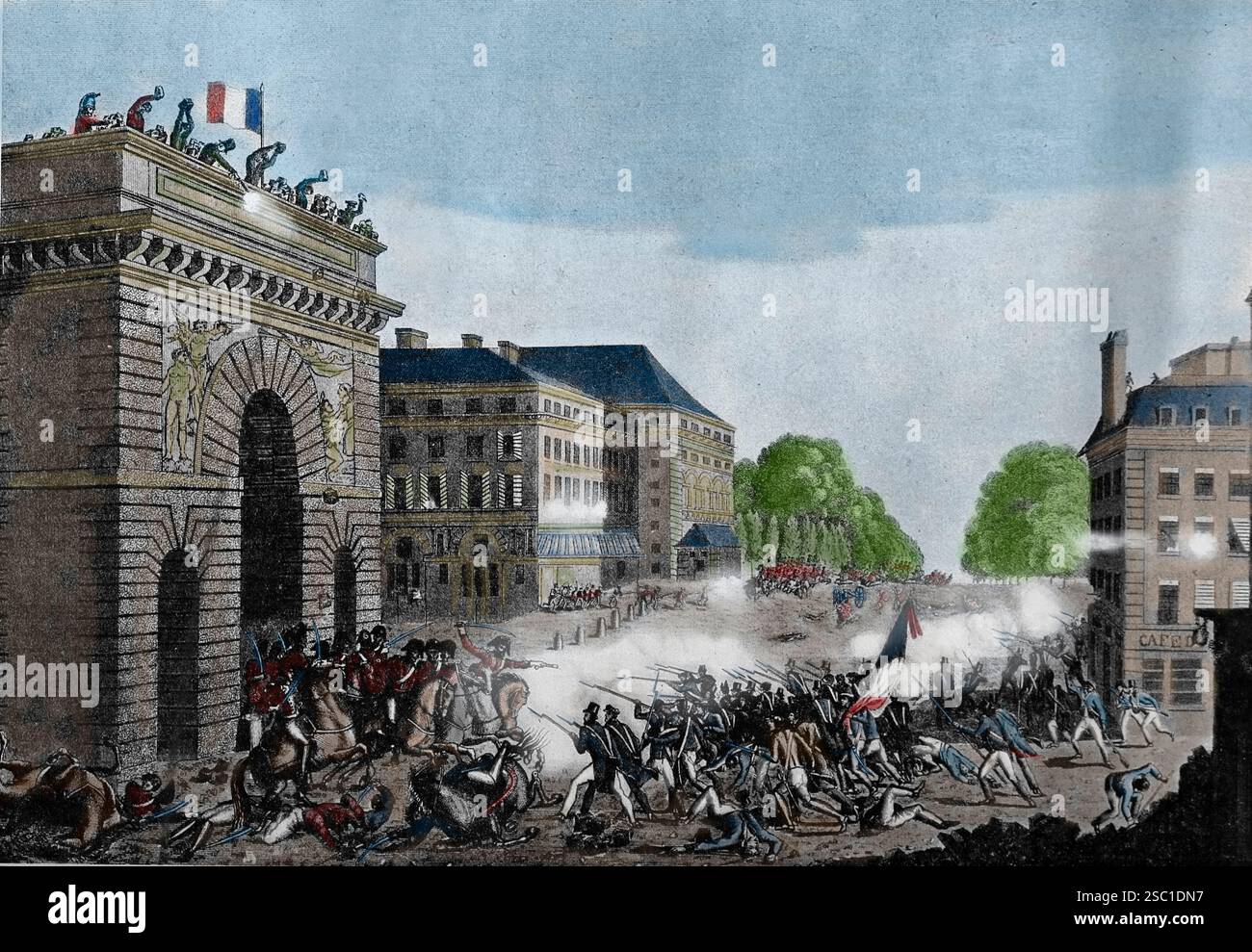 France. Paris. 1830 Revolution. 28 juillet. Confrontation en Saint ...