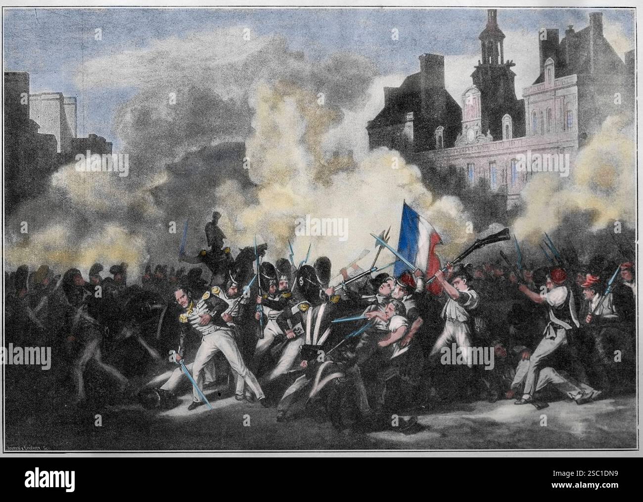 France. Paris. 1830 Revolution. 28 July. Combat in front of the City ...