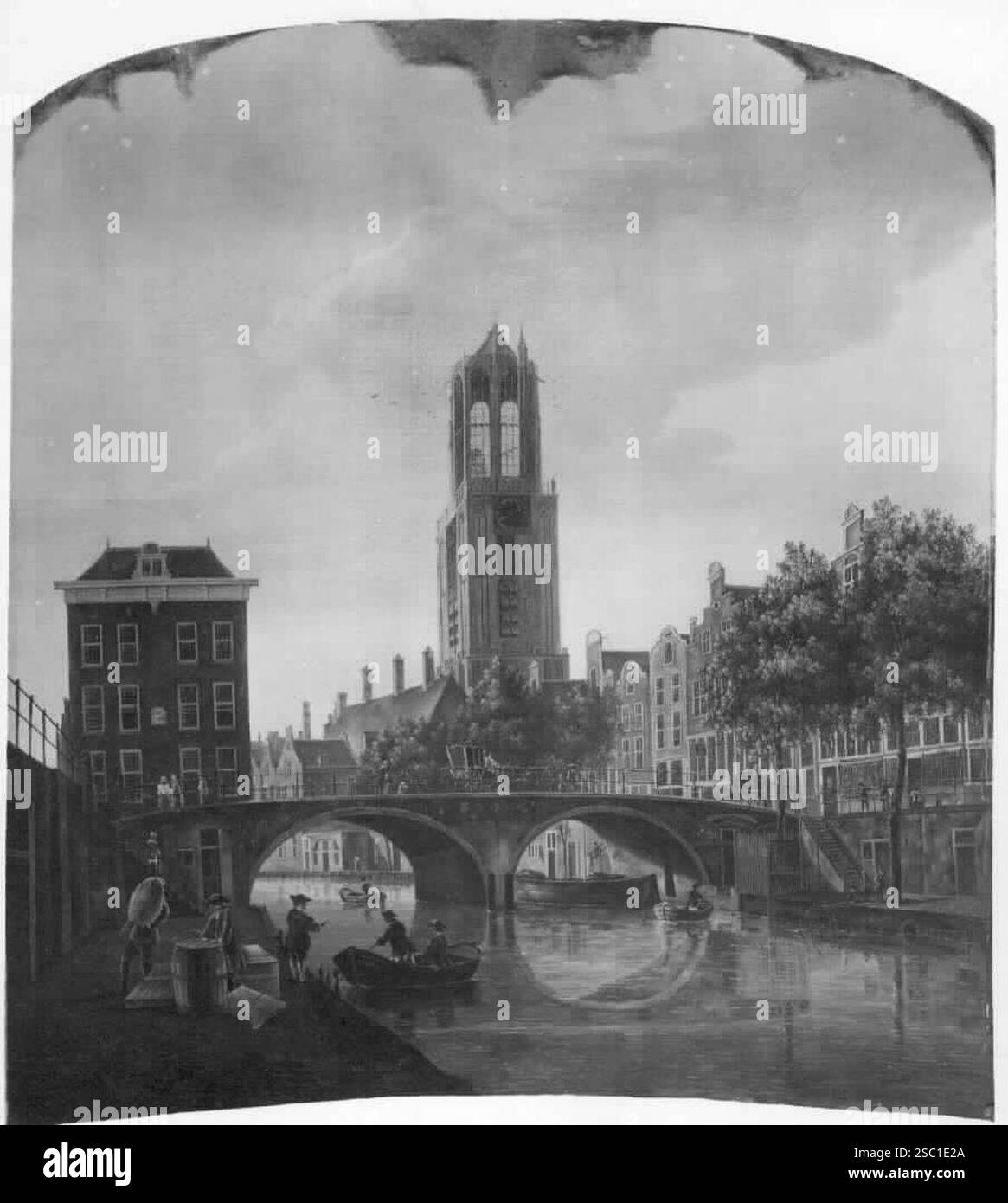 Gezicht op de Oudegracht te Utrecht met de Gaardbrug voorgevels van de huizen aan de oostzijde ...