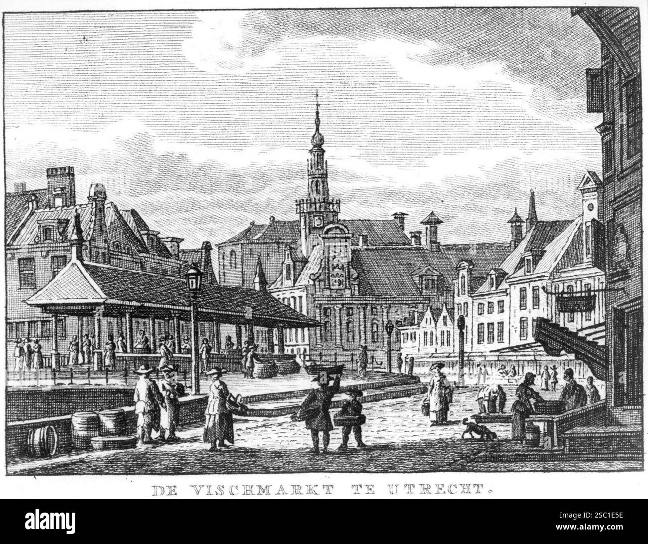 Gezicht op de Vismarkt te Utrecht uit het zuiden met het ...