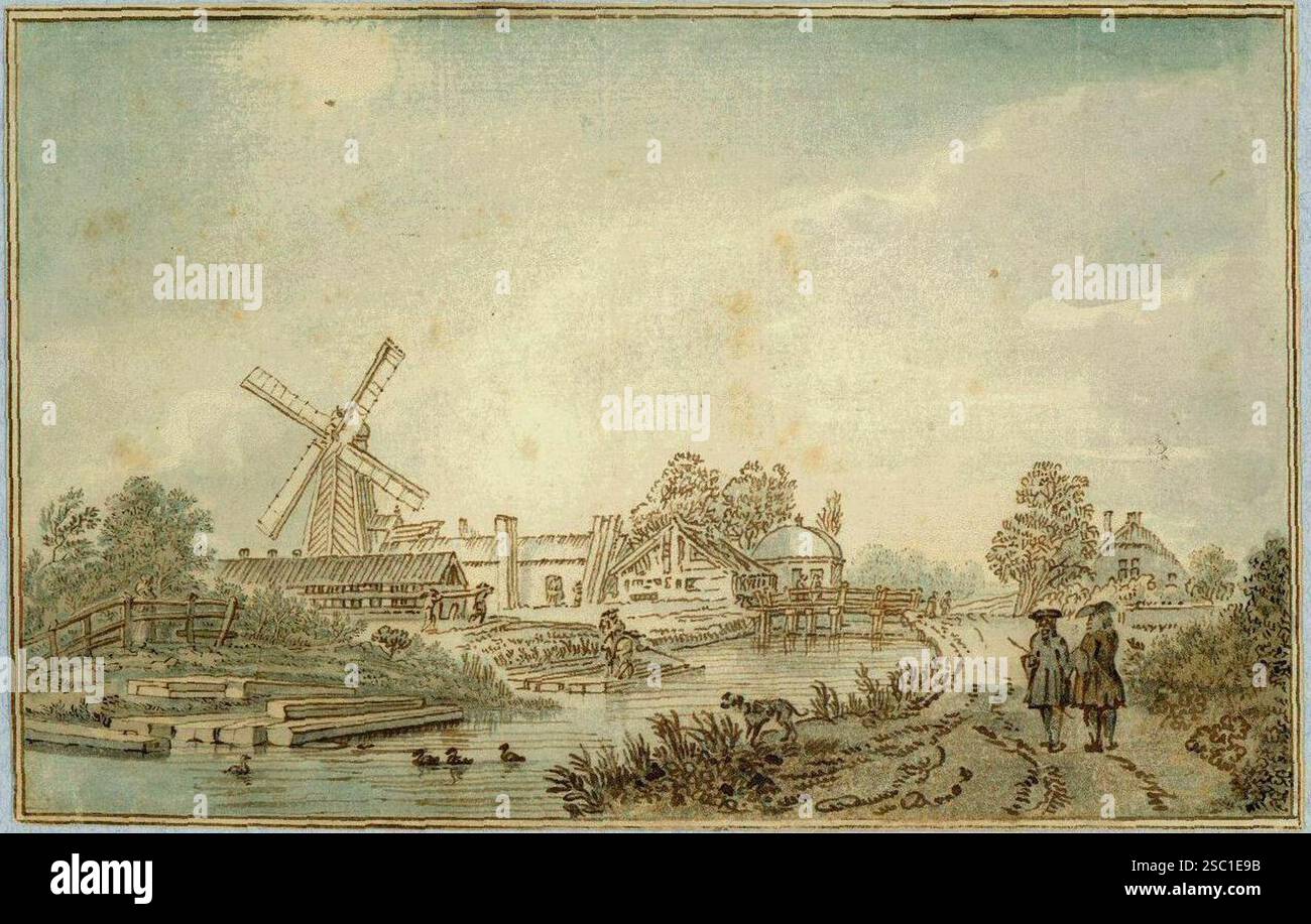 Gezicht over het Zwarte Water te Utrecht uit het zuidwesten met de ...