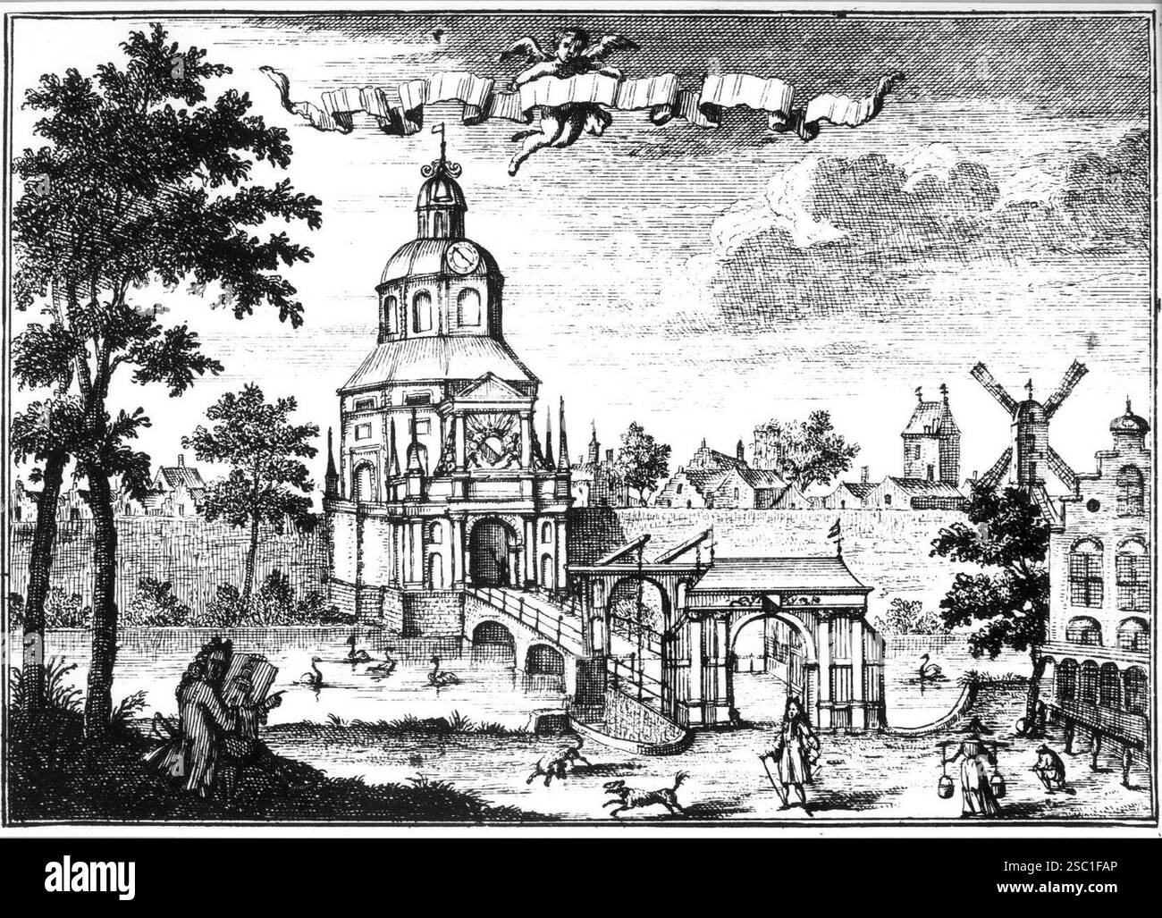 Gezicht op de stadswal met de Wittevrouwenpoort te Utrecht uit het ...