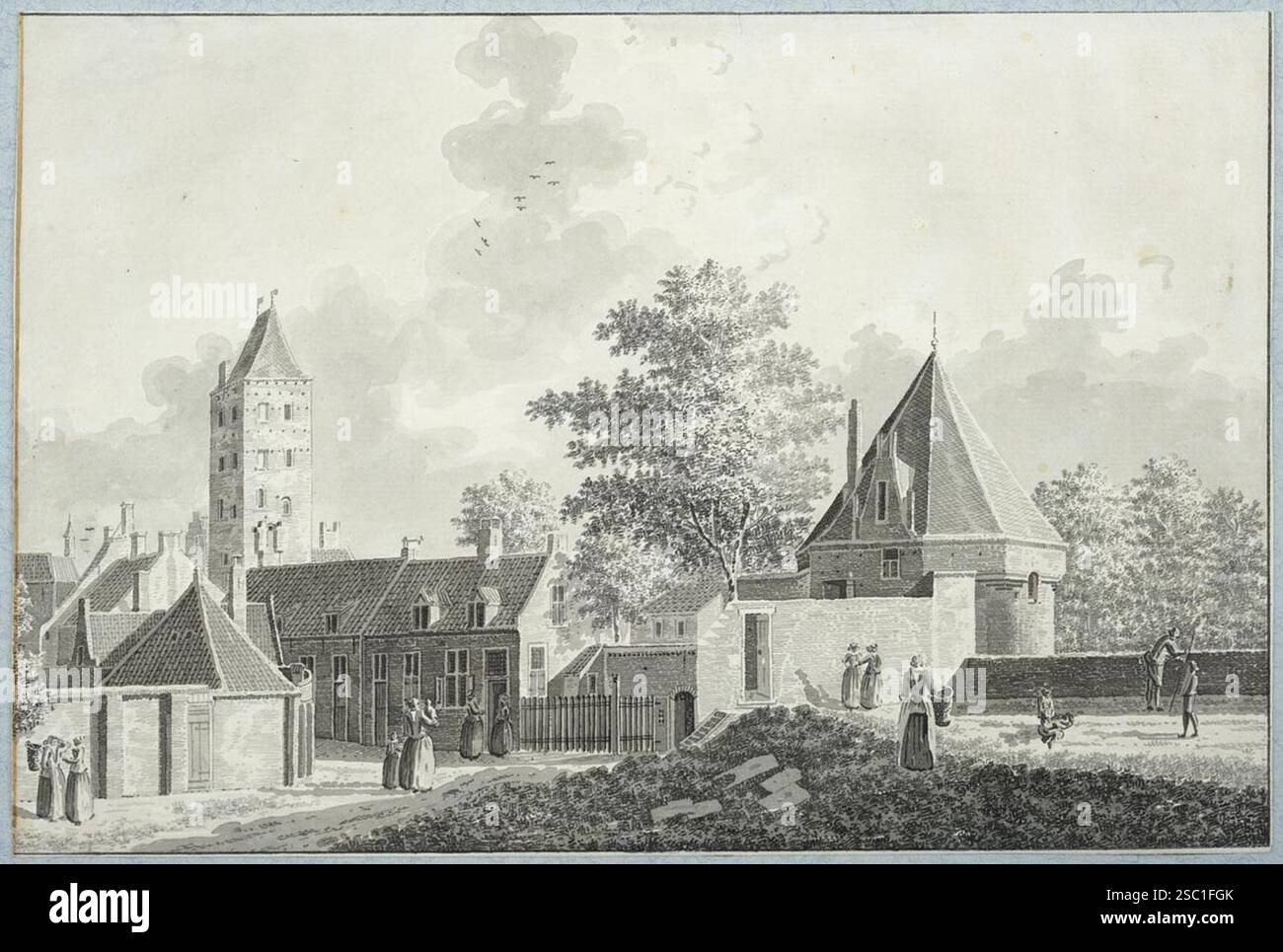 Gezicht vanaf de stadswal te Utrecht in de Wolvenstraat met rechts de ...
