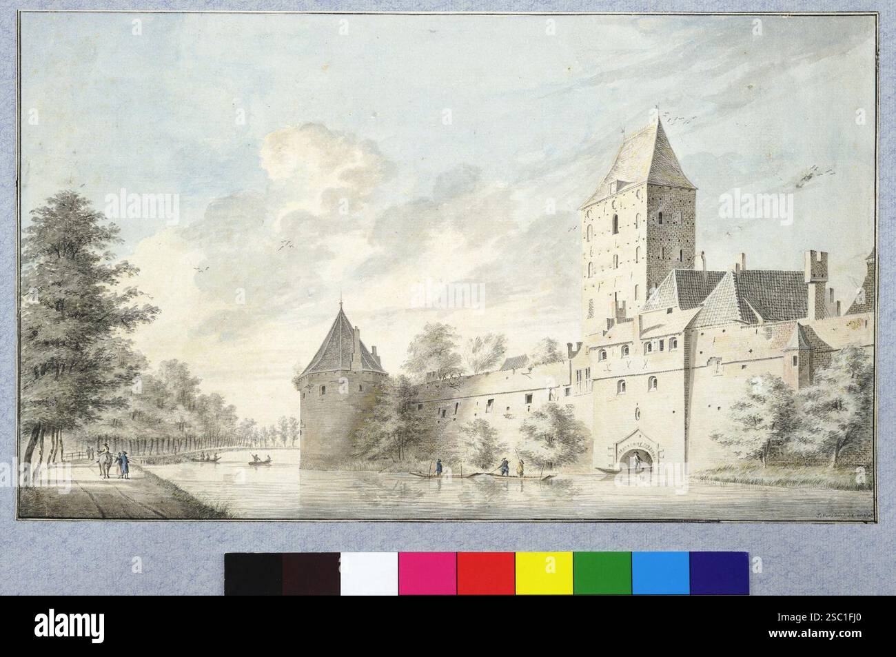 Gezicht vanaf de singel over de stadsbuitengracht op de stadswal van ...