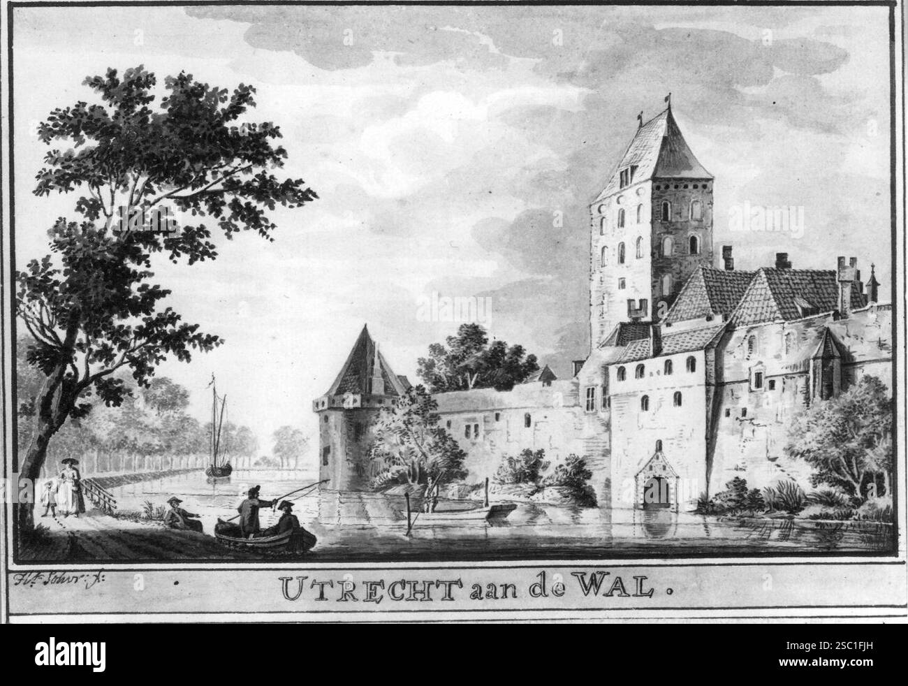 Gezicht vanaf de singel over de stadsbuitengracht op de stadswal van ...