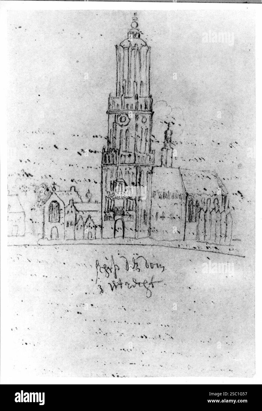 Afbeelding van de Domtoren en de Heilige Kruiskapel met enkele andere ...