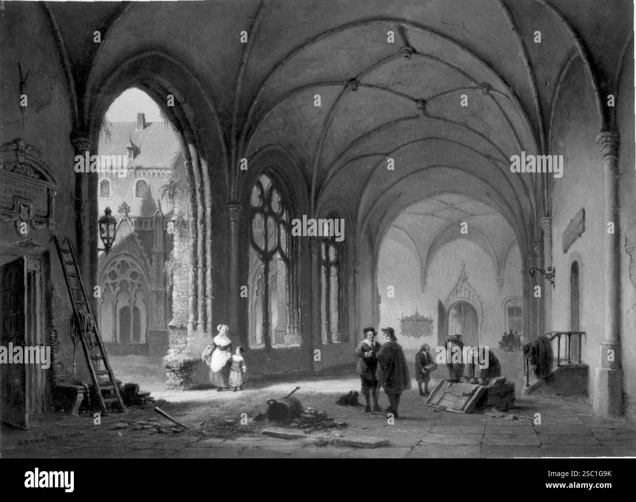Gezicht in de westelijke arm van de kruisgang van de Domkerk te Utrecht ...