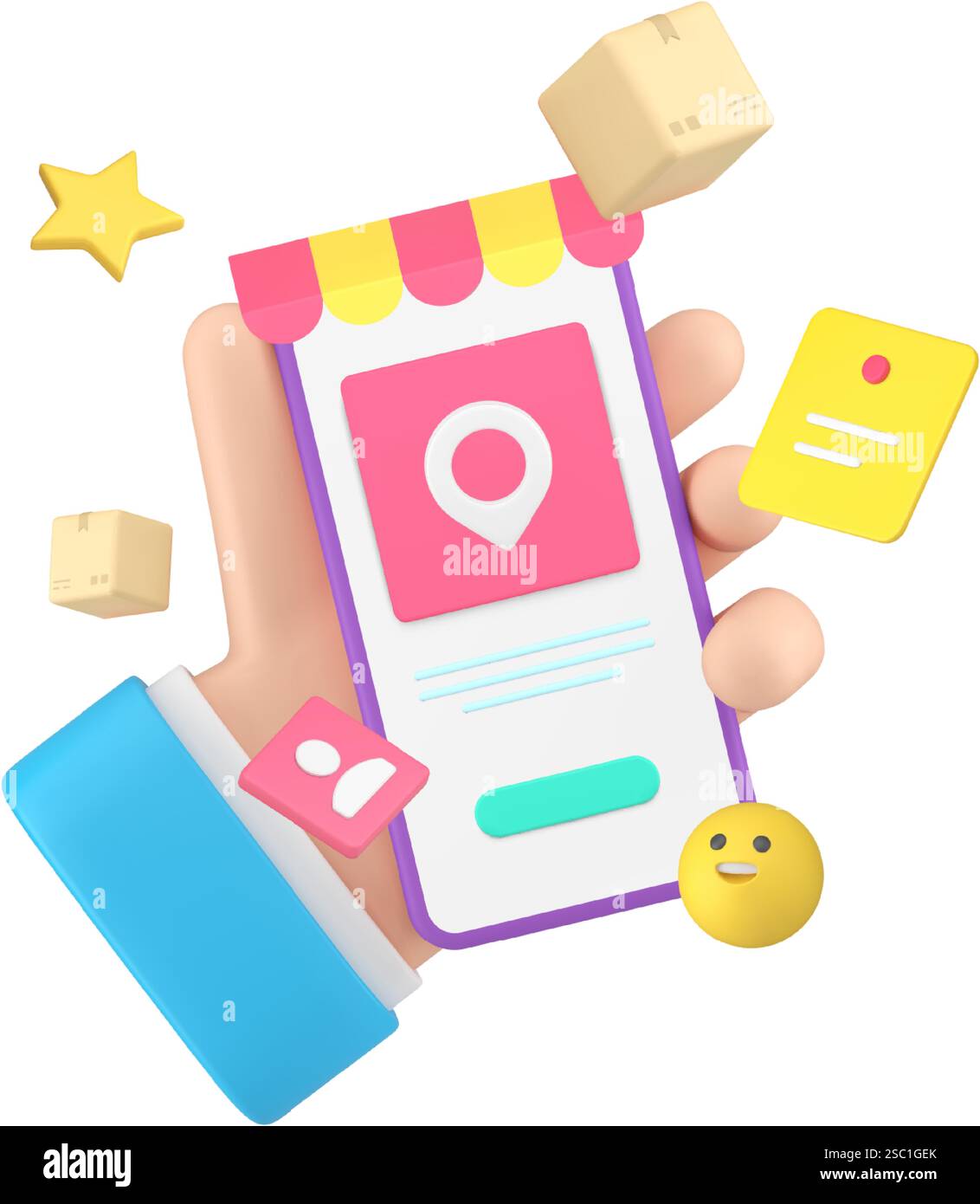 Online shopping marketplace order delivery smartphone application 3d ...