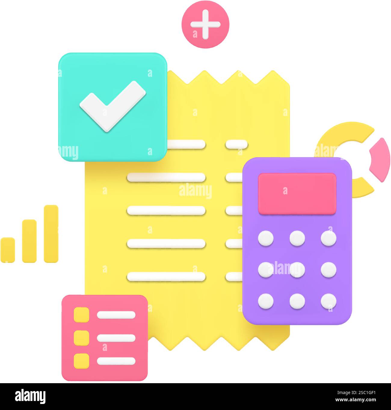 Budget tax accounting receipt financial analyzing 3d icon realistic ...