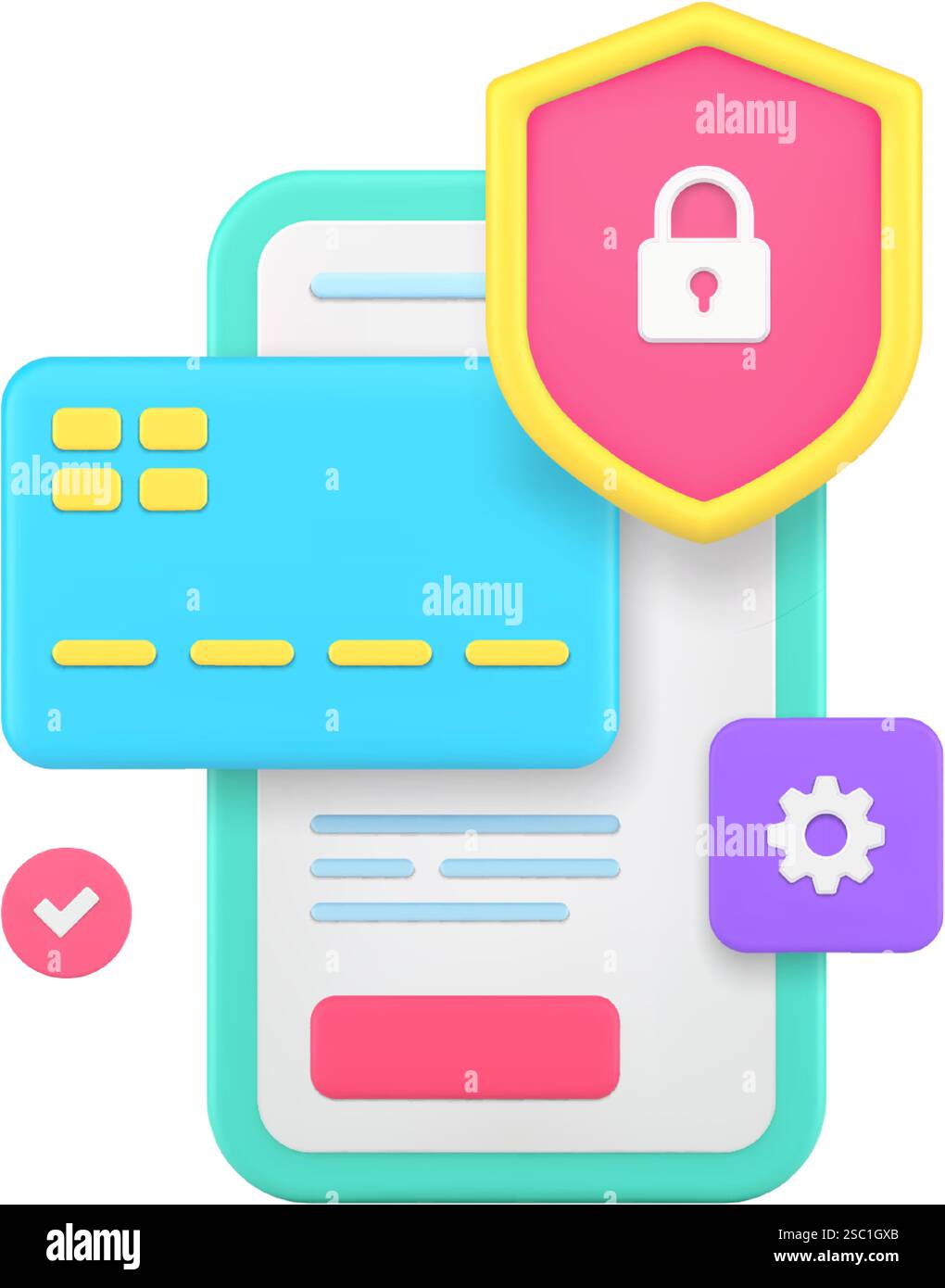 Online banking smartphone application data protection 3d icon realistic vector illustration ...