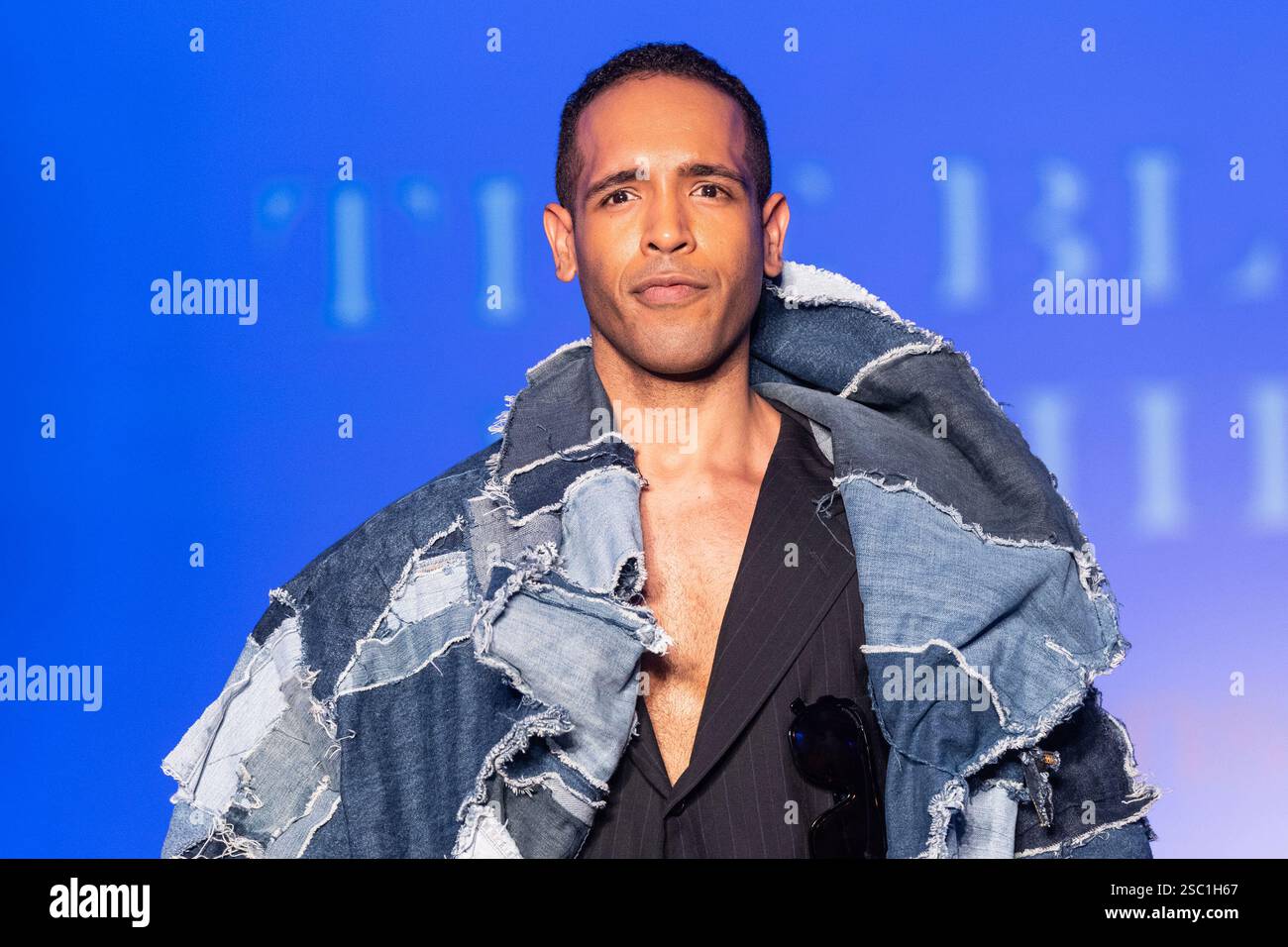New York, United States. 04th Feb, 2025. Louis Finley wearing Magpies ...