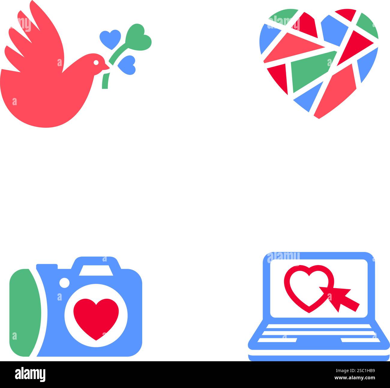 Set icons or Valentines day symbols, holiday signs designed for ...