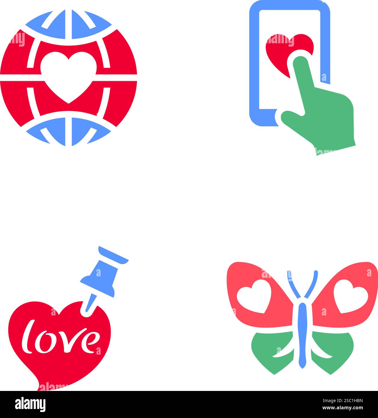 Set icons or Valentines day symbols, holiday signs designed for ...