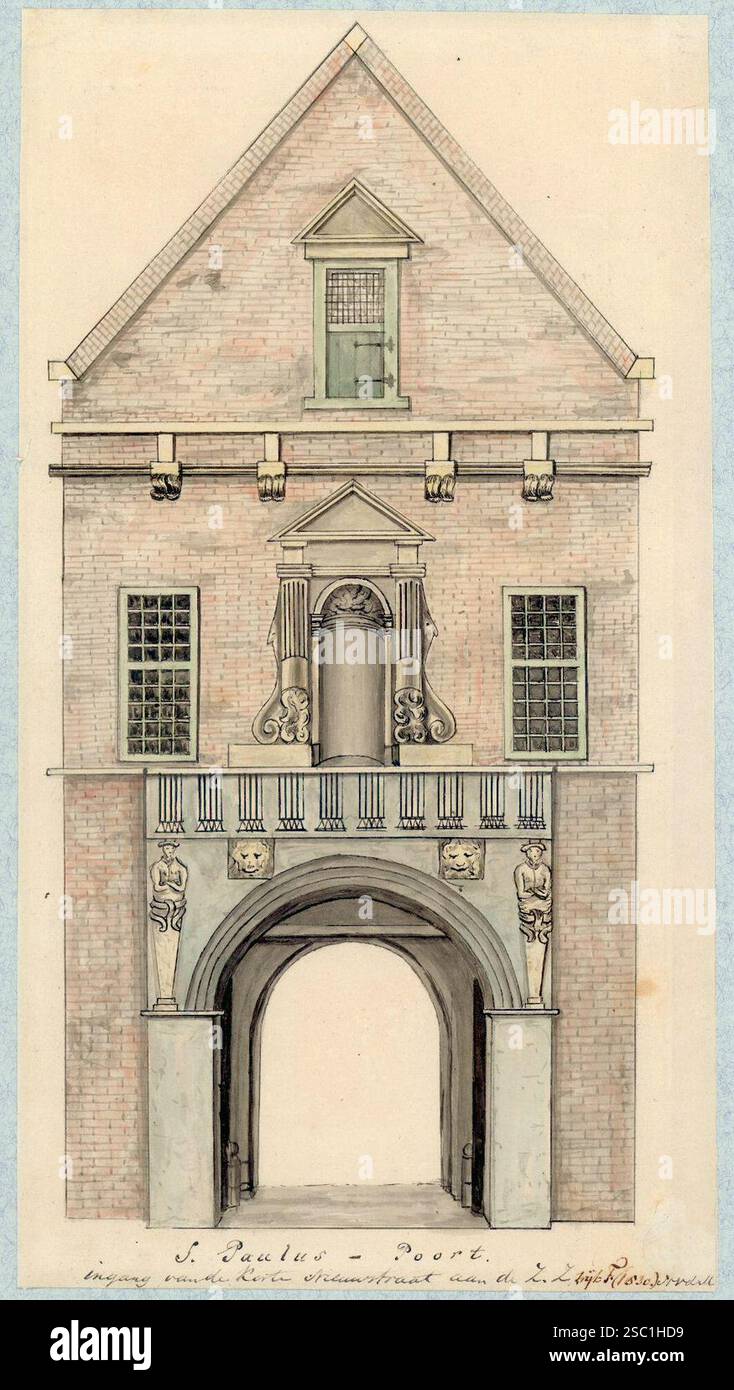 Afbeelding van de zuidgevel van de poort van de St Paulusabdij ...