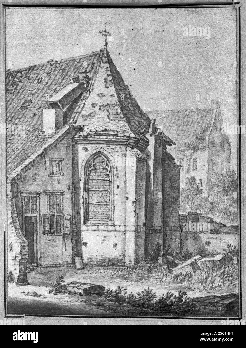Gezicht op het oude kapelletje van het St Agnietenklooster te Utrecht ...