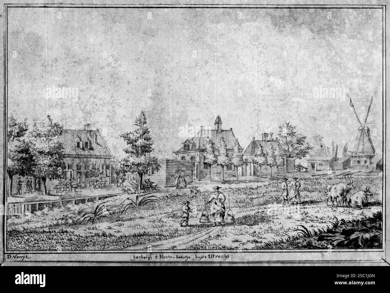 Gezicht op de herberg t Houtenbeentje aan het Zwarte Water te Utrecht ...