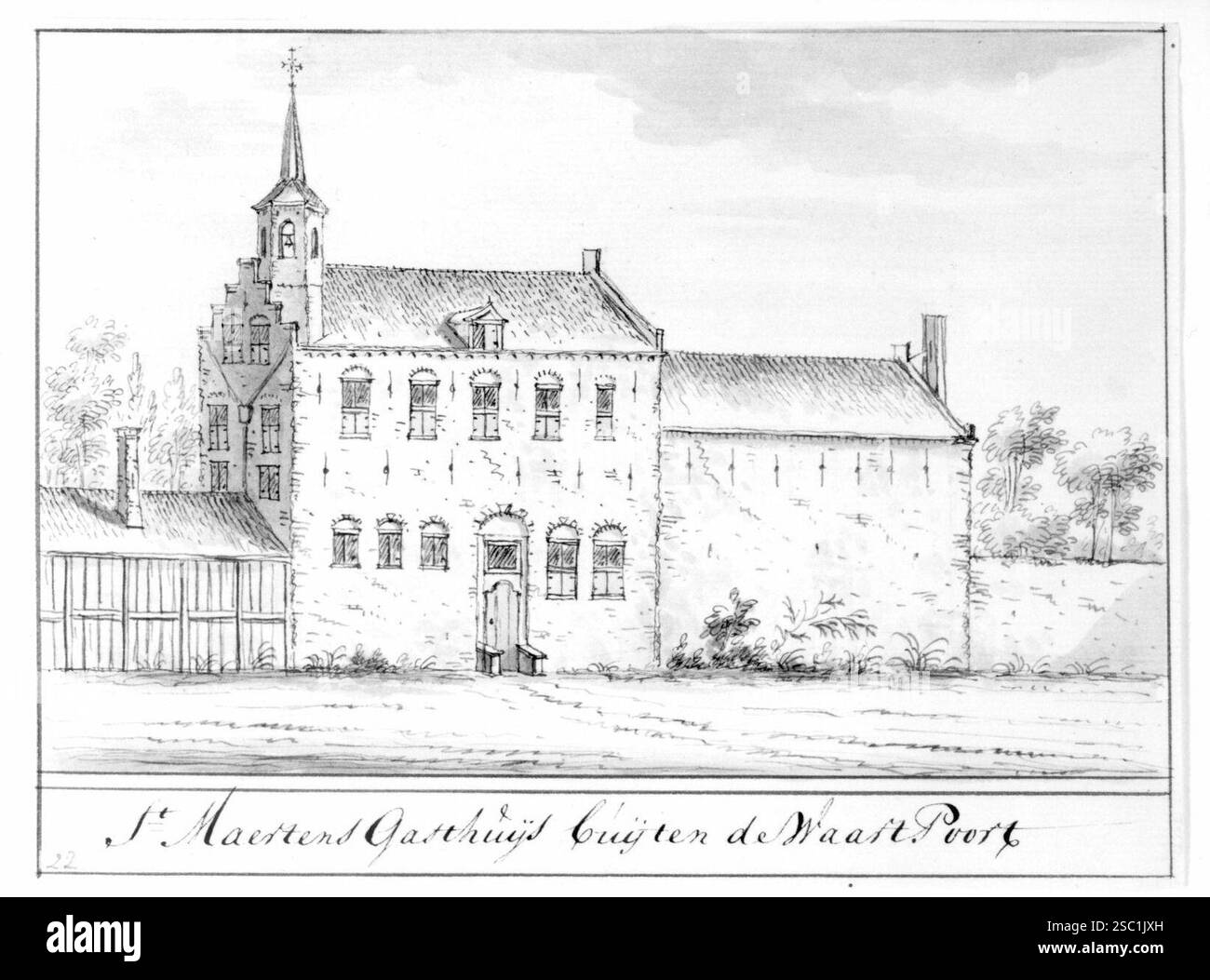 Gezicht op het St Maartensgasthuis aan de Bemuurde Weerd te Utrecht ...