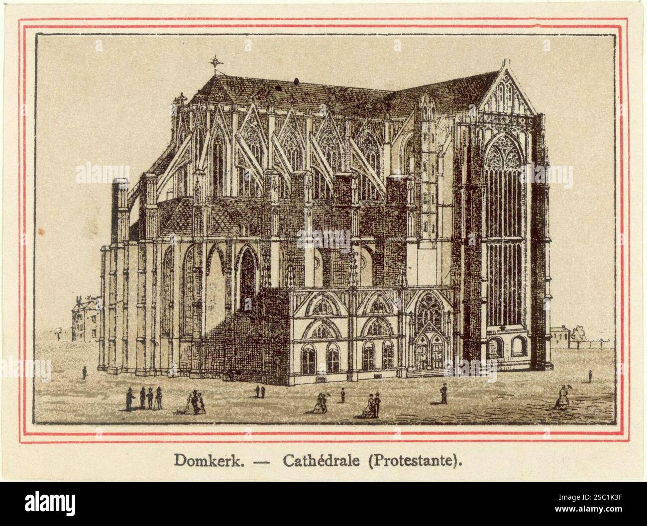 Gezicht op de Domkerk op het Domplein te Utrecht uit het noordoosten ...