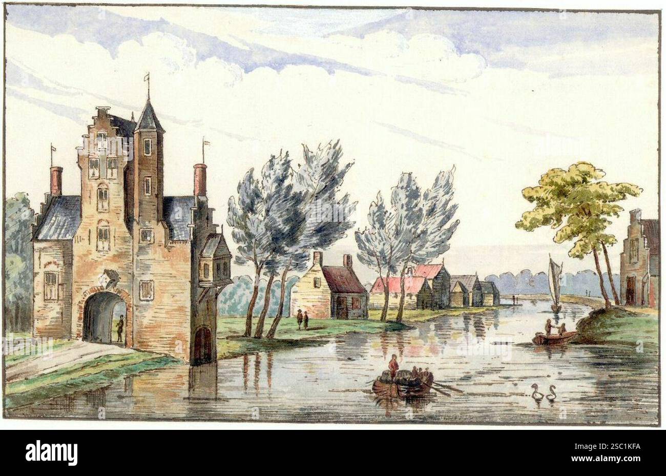 Gezicht op de Vecht te Utrecht met de Pellecussenpoort Stock Photo - Alamy