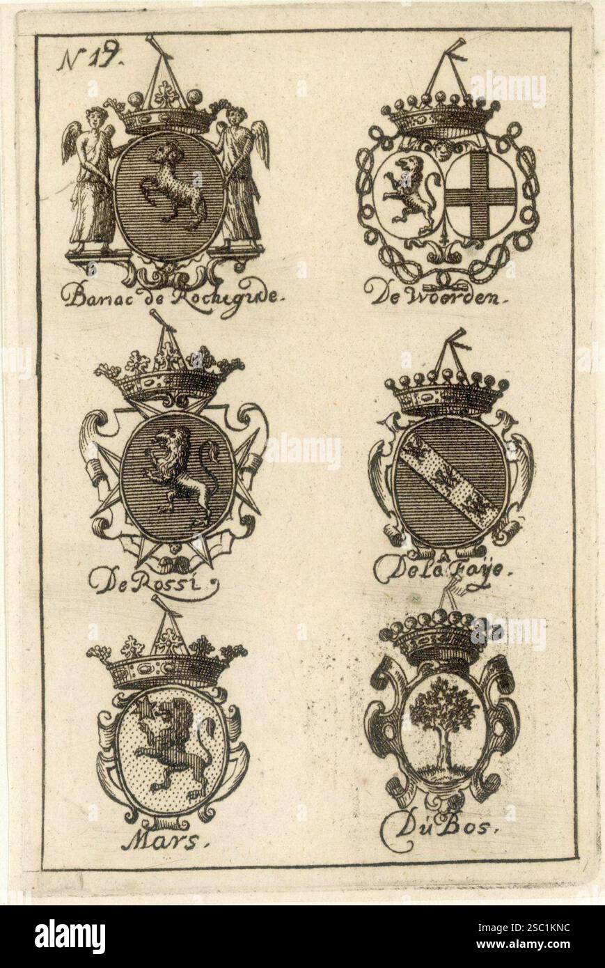 Afbeelding van de wapens van de heren Banac de Rochegude De Woerden De ...