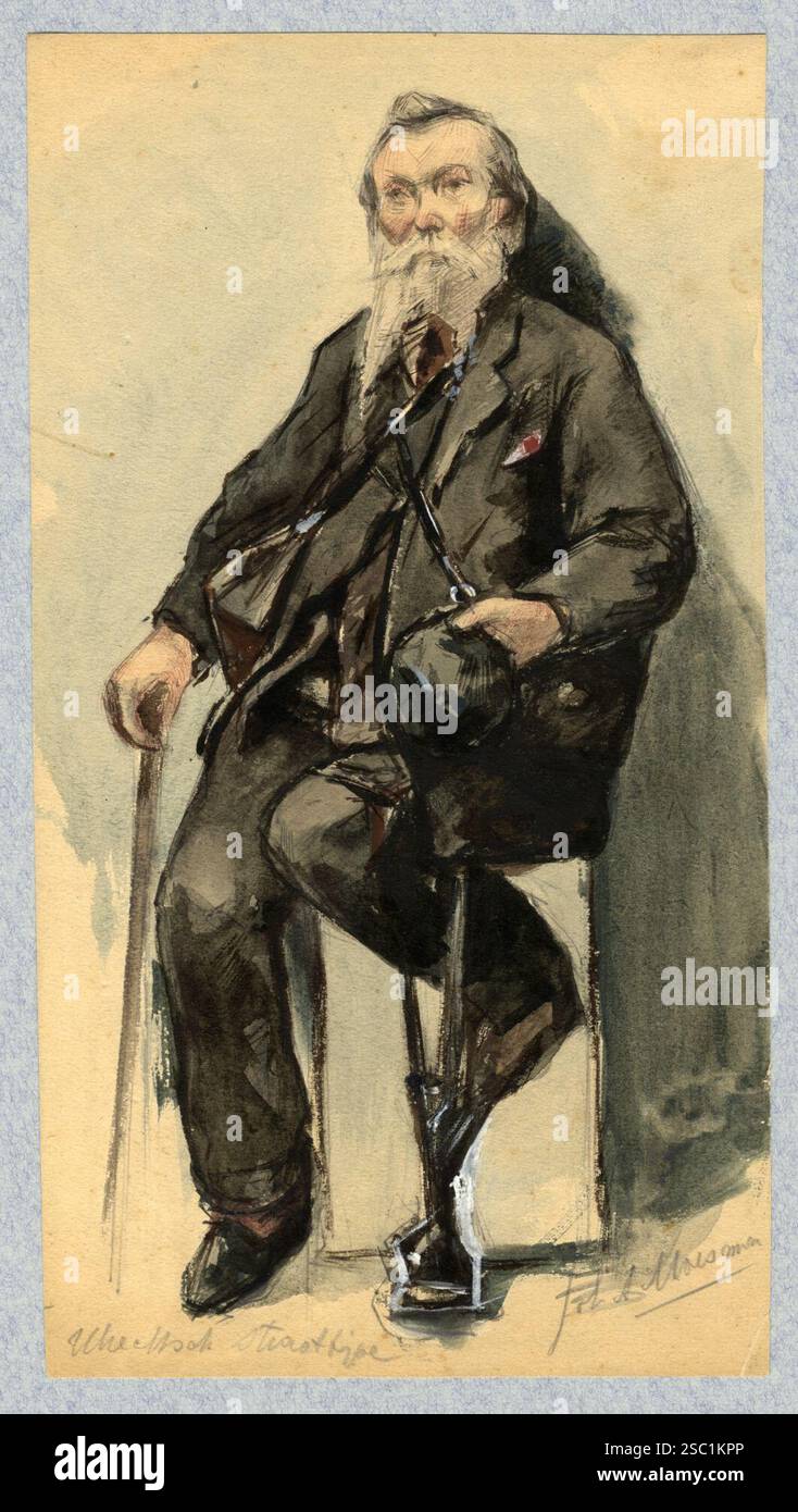 Portret van een onbekende man zittend met zijn linker been in een ...