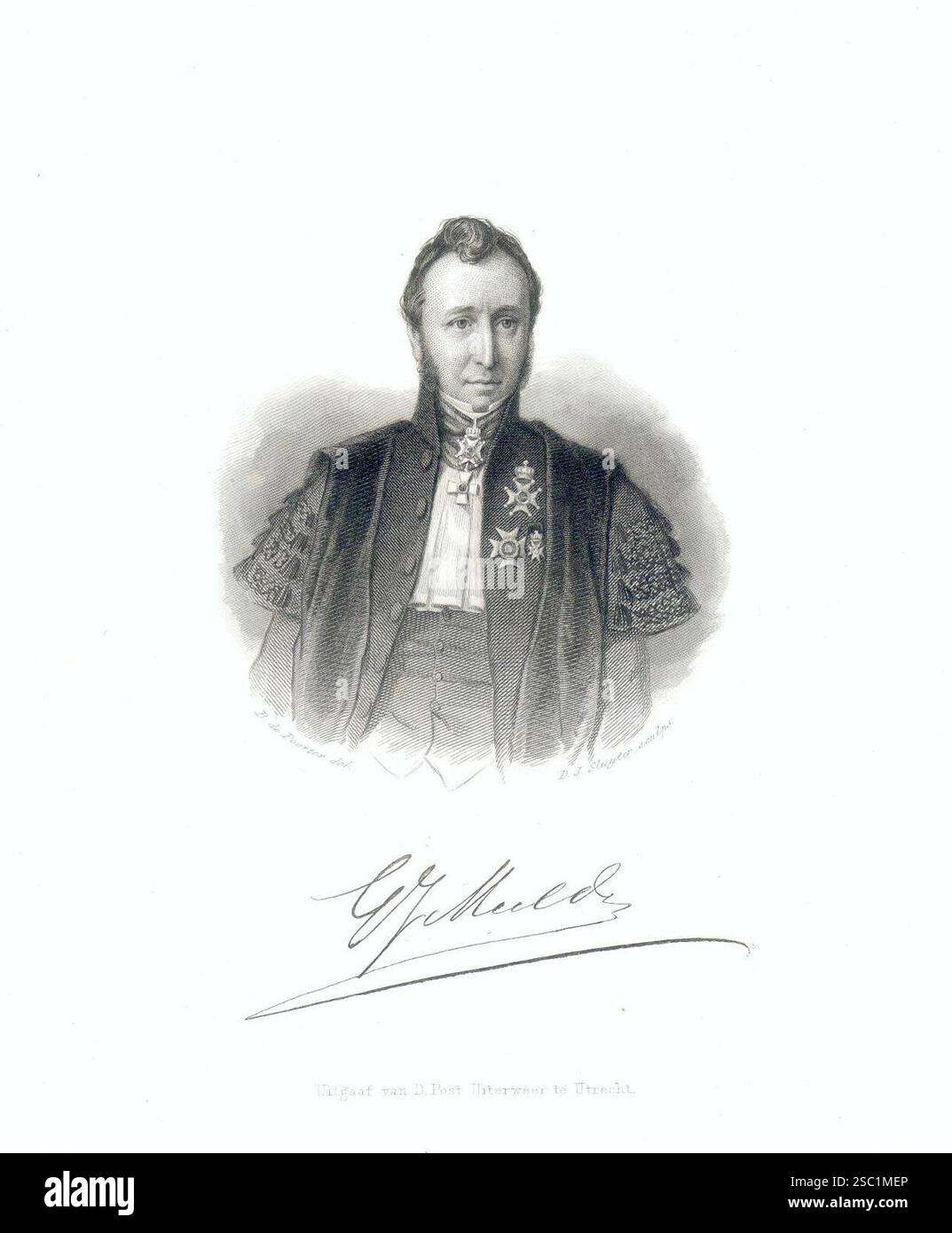 Portret van GJ Mulder geboren 1802 hoogleraar in de scheikunde aan de ...