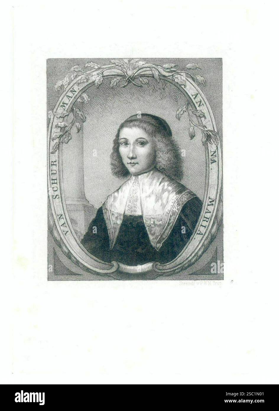 Portret van Anna Maria van Schurman geboren Keulen 5 november 1607 ...