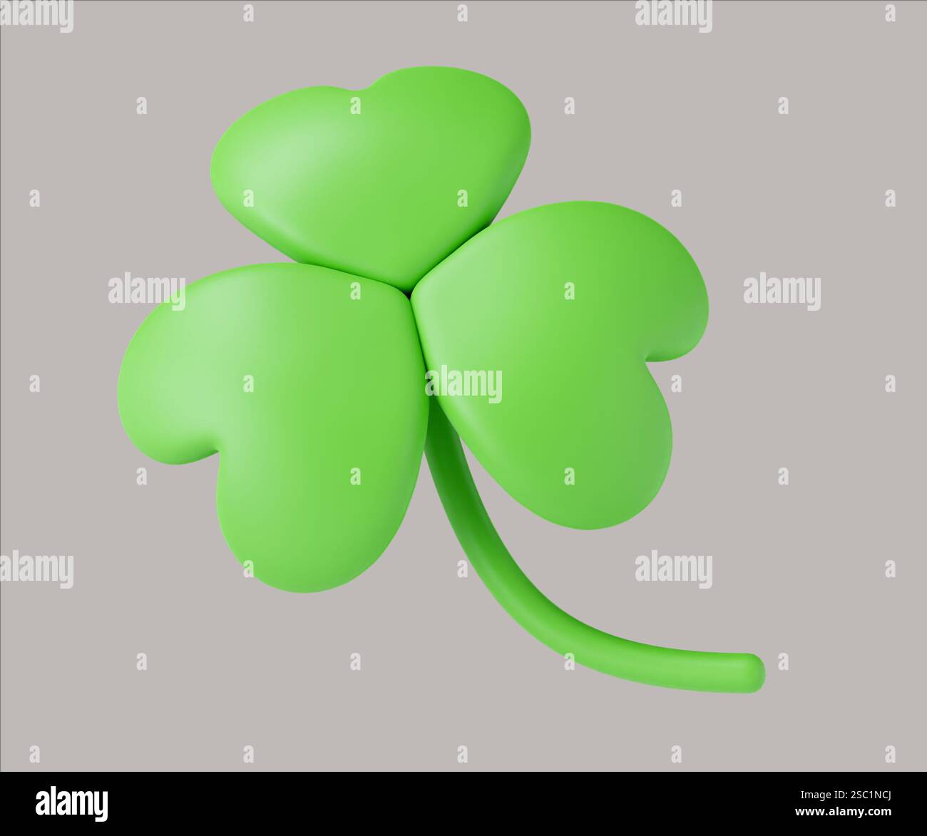 Set of vibrant 3D heart-leaf clovers for good fortune, 3D render ...