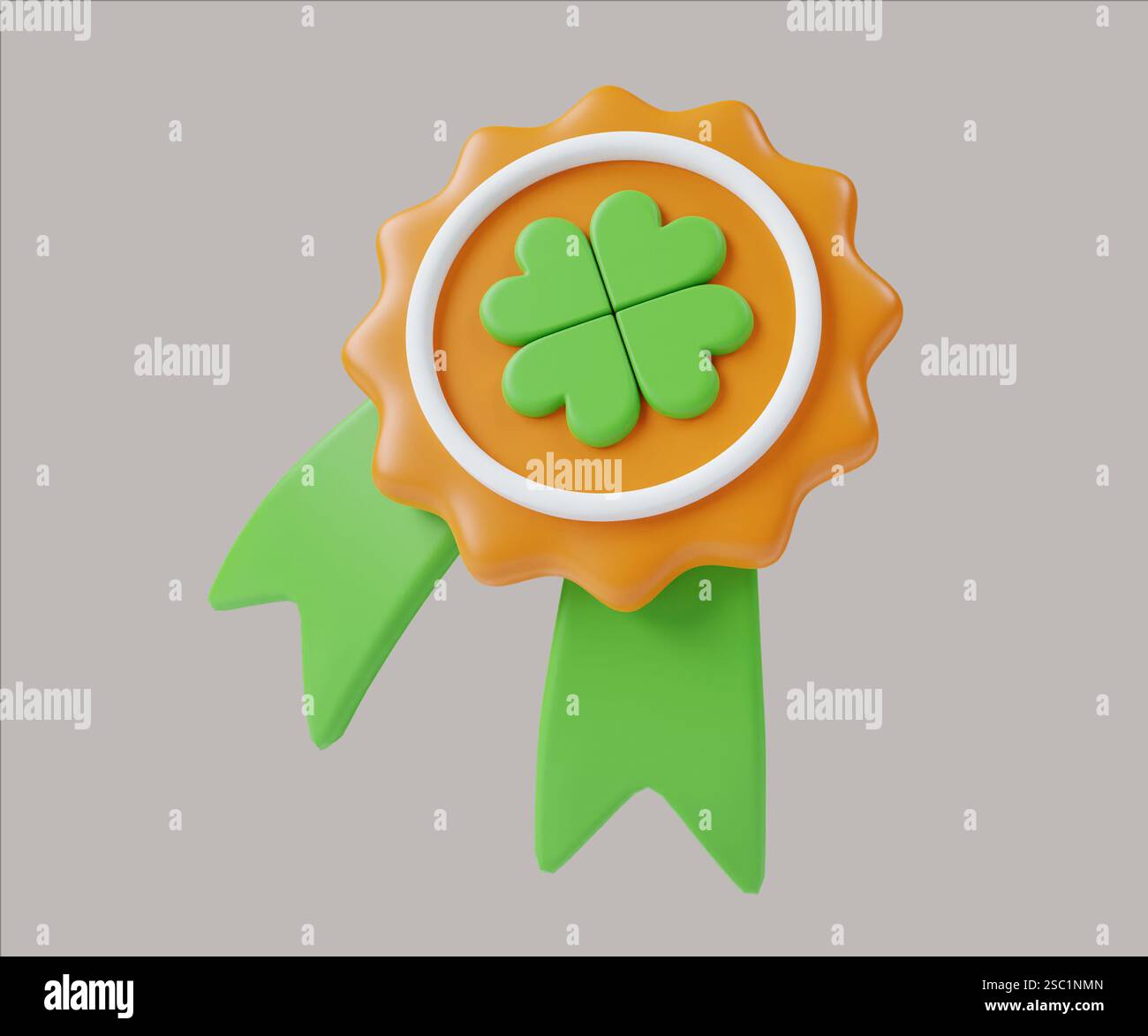 Set of playful 3D lucky charm badges with vibrant colors, 3D render ...