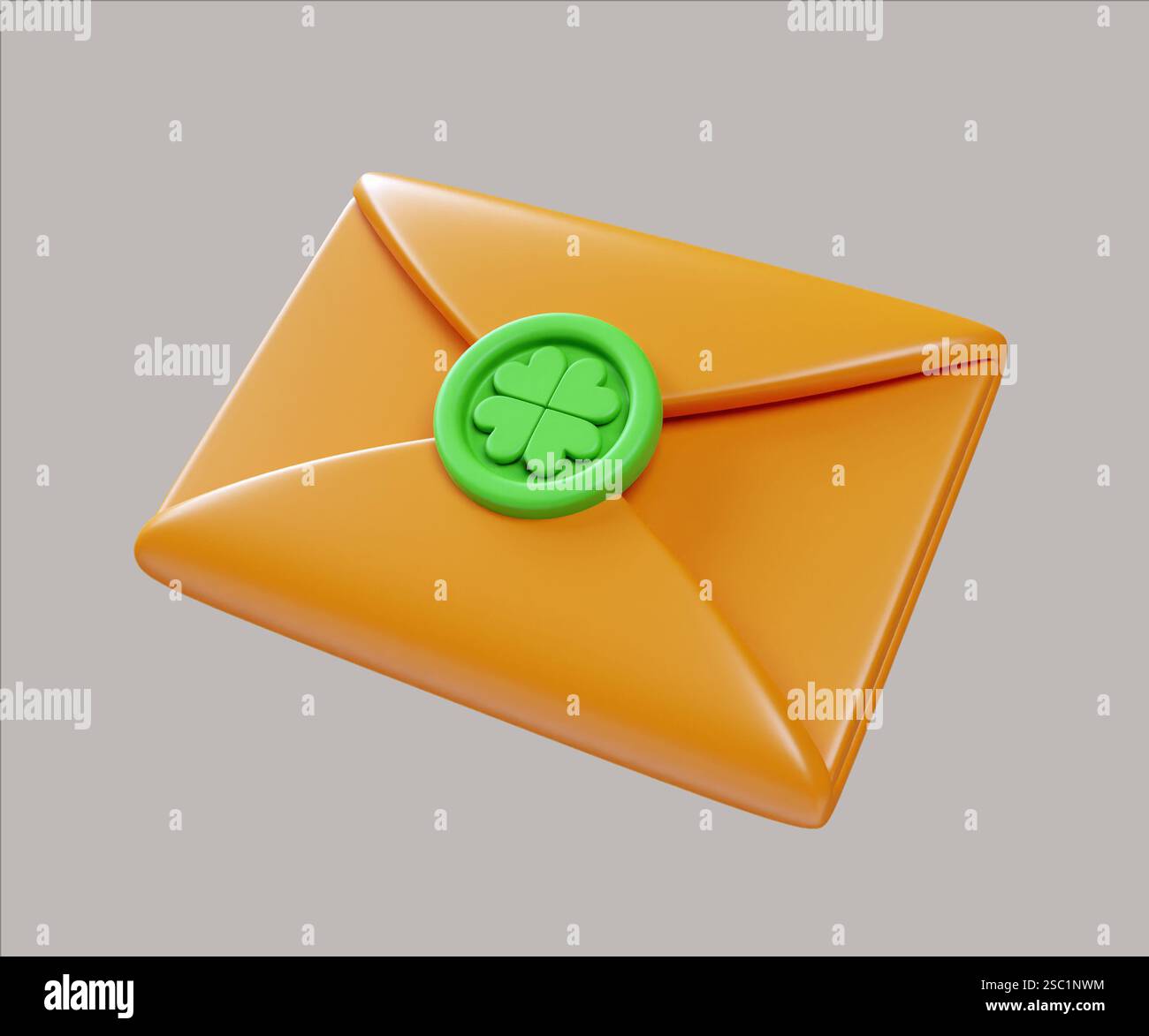 Playful letter envelope with a four-leaf clover seal, ideal for St ...