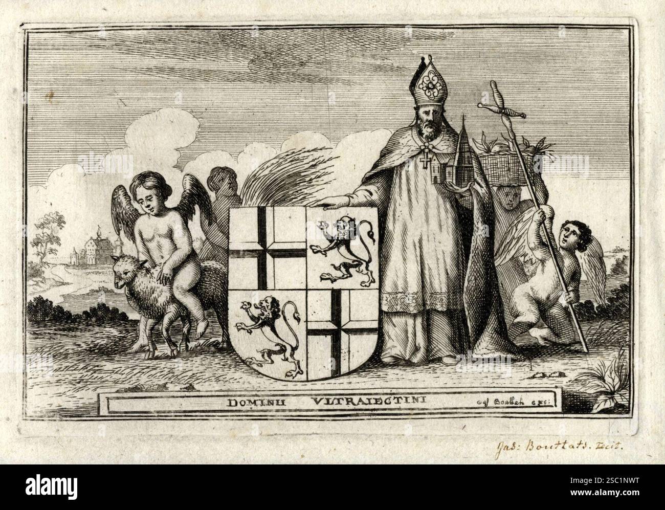 Afbeelding van het wapen van de provincie Utrecht vastgehouden door een ...