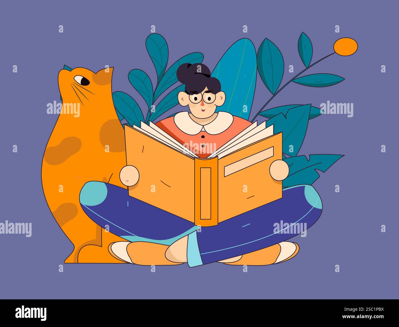 Character reading quietly vector concept operation hand drawn ...