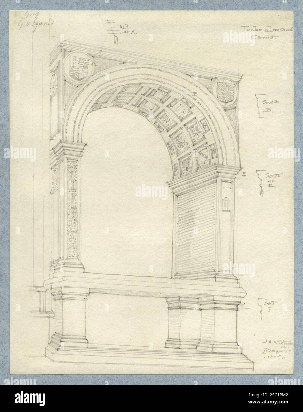 Afbeelding van de graftombe van bisschop George van Egmond in het koor ...