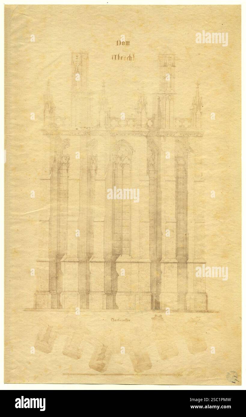 Opstand en plattegrond van het koor van de Domkerk te Utrecht ...