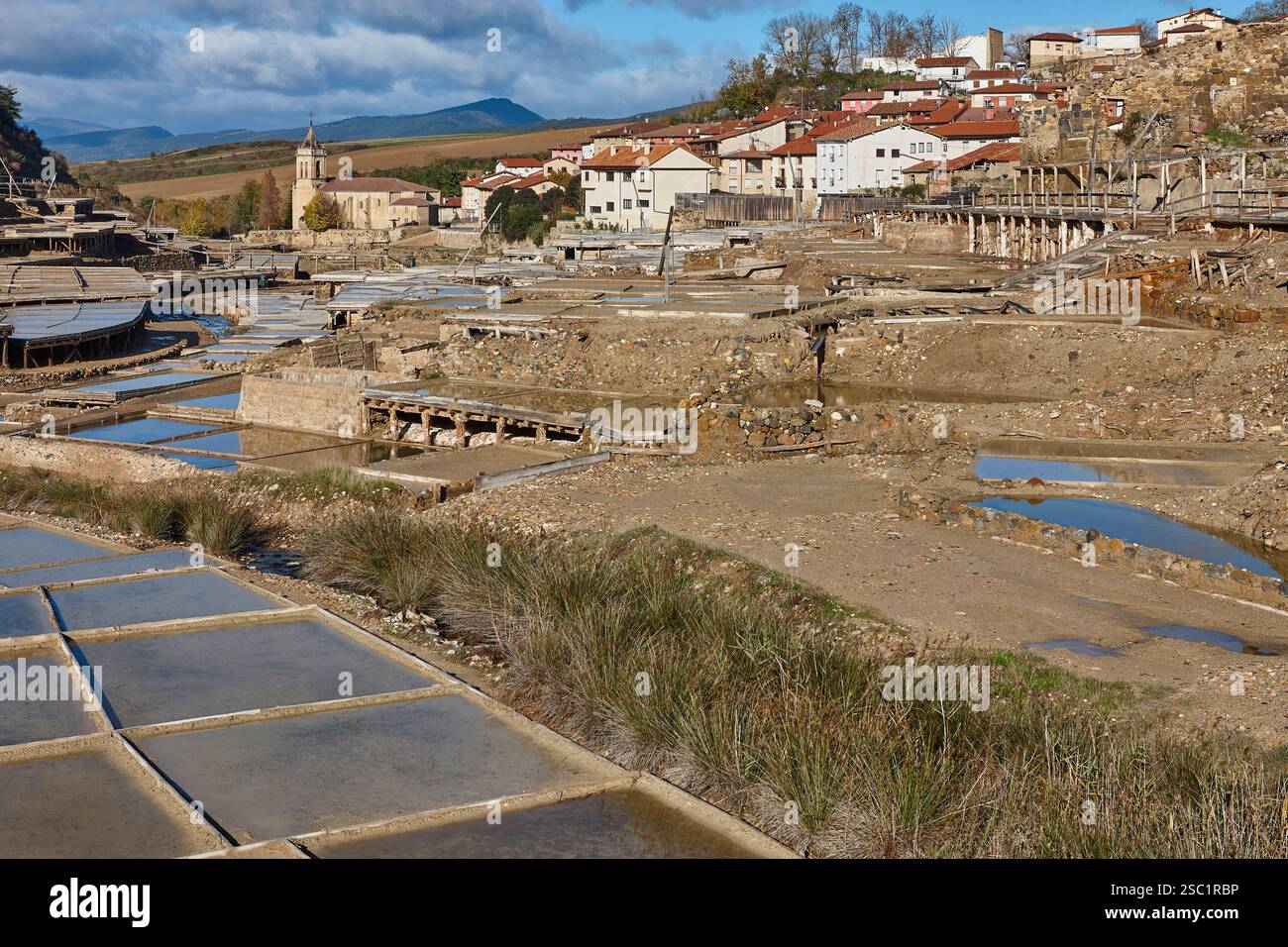 Antique salt flats in Basque Country. Salinas de Anana. Spain Stock ...