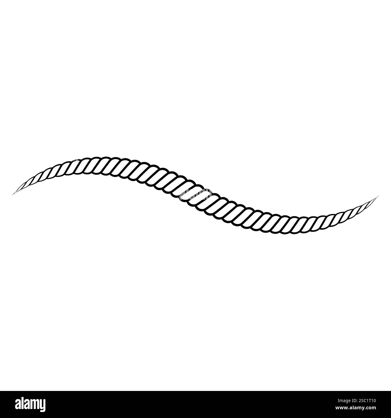 Line drawing wavy maritime rope, nautical length winding sea rope Stock ...