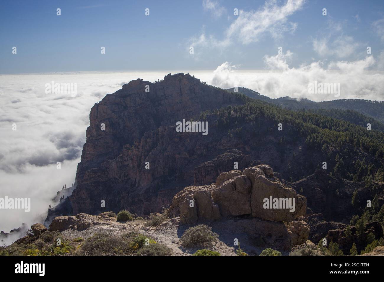 Cloud-capped Peak of Pico de las Nieves or Morro de la Agujereada, Gran ...