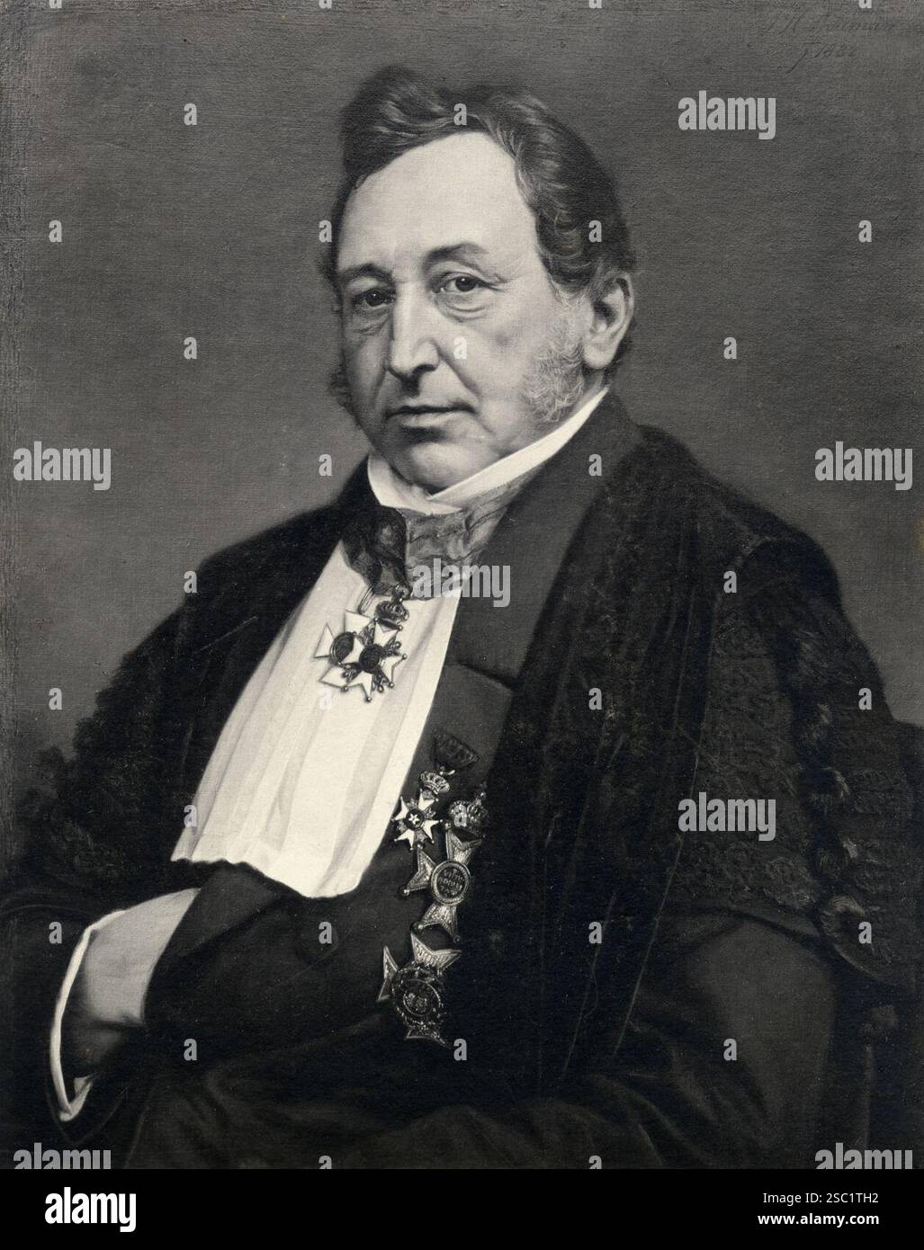 Portret van prof GJ Mulder geboren 1802 hoogleraar in de scheikunde aan ...