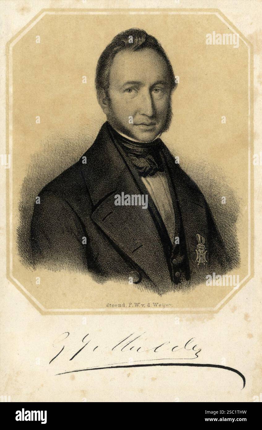 Portret van prof GJ Mulder geboren 1802 hoogleraar in de scheikunde aan ...