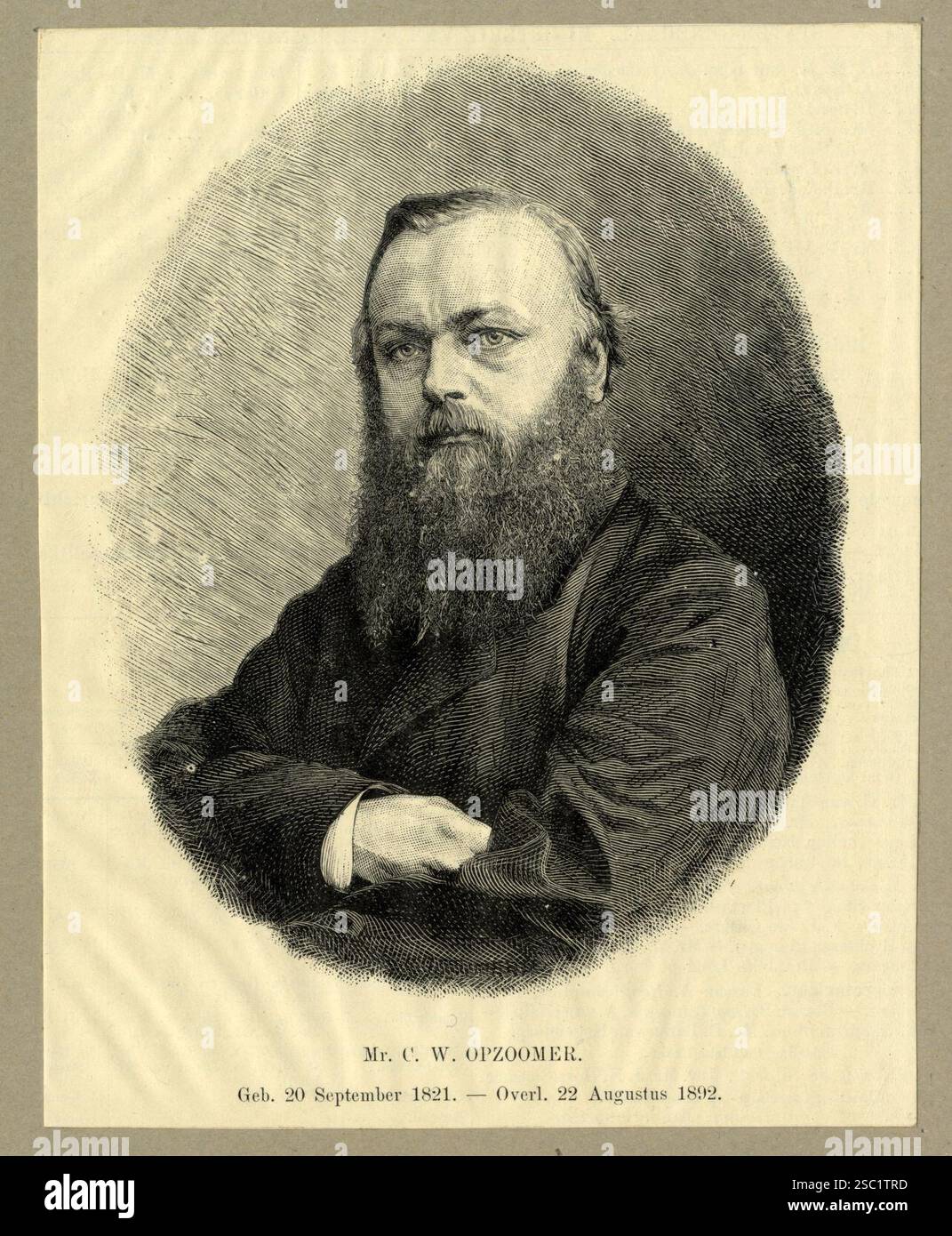 Portret van CW Opzoomer geboren 20 september 1821 hoogleraar in de ...