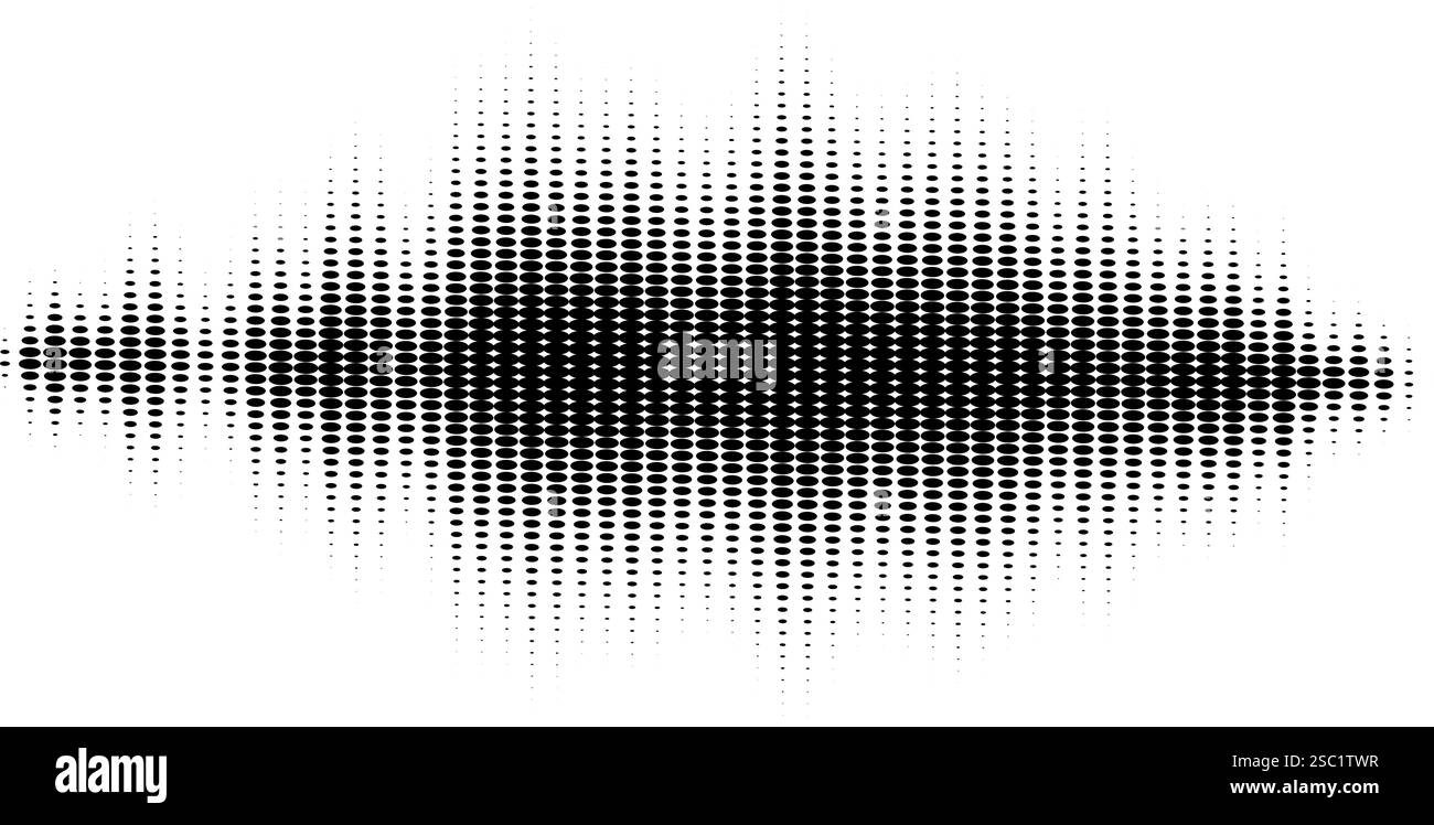 Halftone sound wave black and white pattern. Vector Halftone effect ...