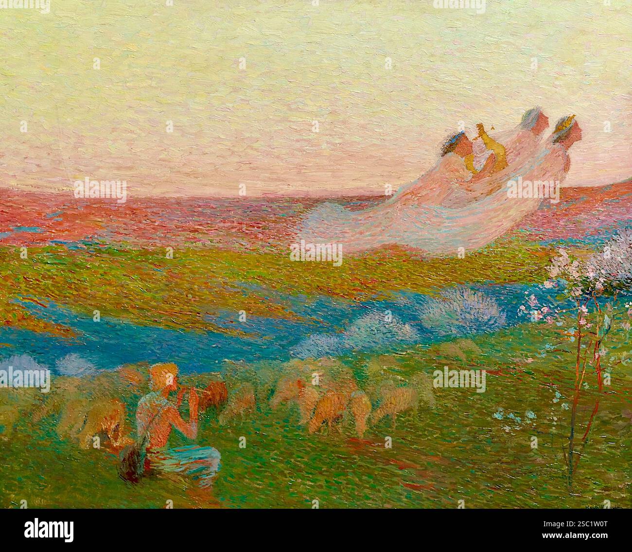 Henri Martin - Shepherd and his Three Muses - 1900 Stock Photo - Alamy