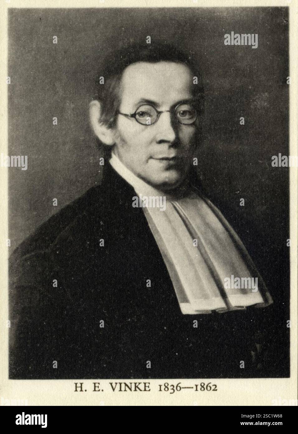 Portret van HE Vinke geboren 1794 hervormd predikant 1829 1836 hoogleraar in de theologie aan de ...
