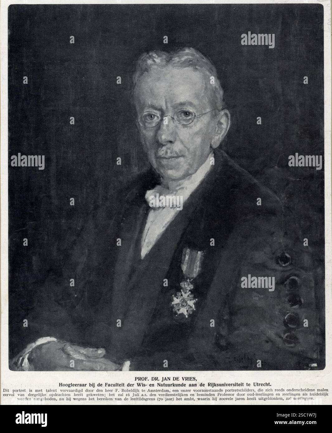 Portret van profdr J de Vries geboren 1858 hoogleraar in de wiskunde ...