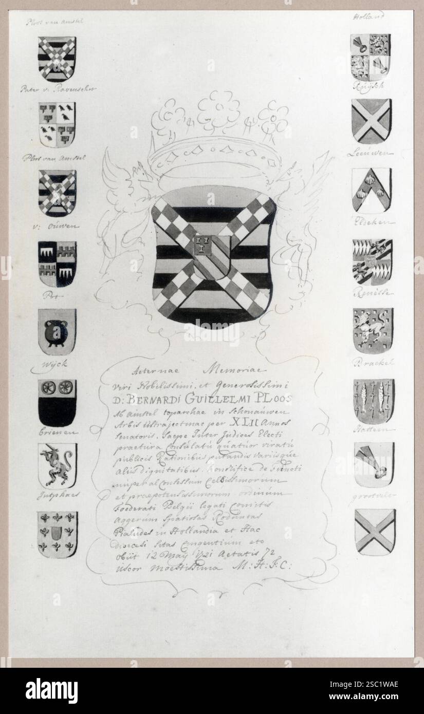 Afbeelding van de wapens zoals afgebeeld op een rouwbord in de Domkerk ...