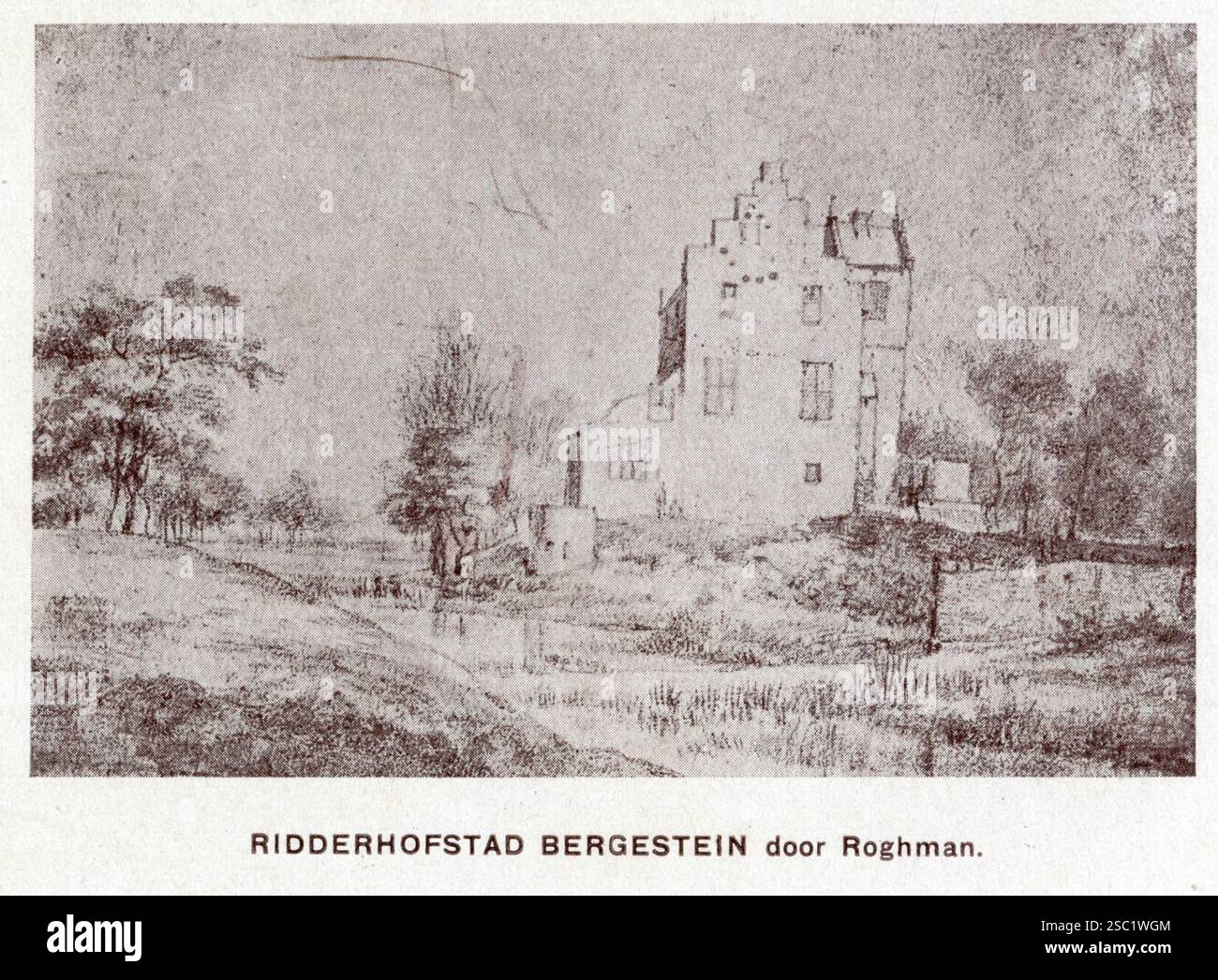 Gezicht vanaf het voorplein op de voorgevel van het kasteel Bergestein ...