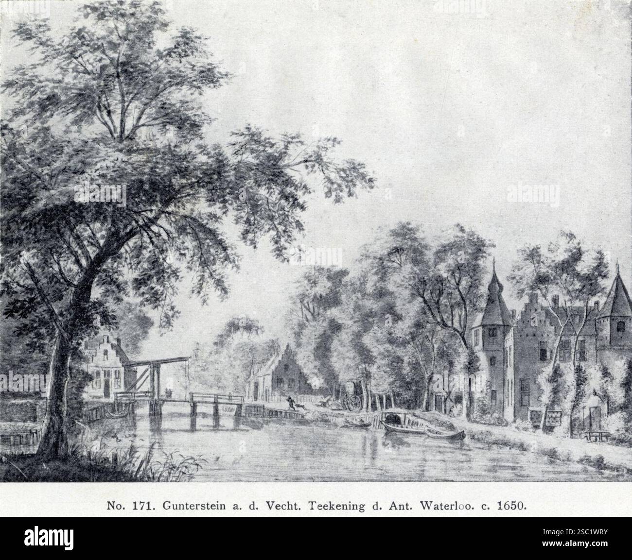 Gezicht op de Vecht bij Breukelen met de ophaalbrug vanuit het zuiden ...