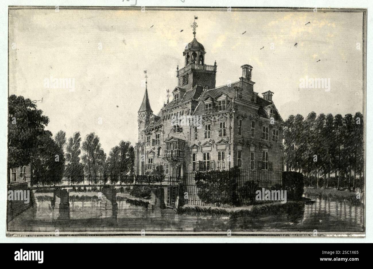 Gezicht op het omgrachte kasteel Rijnenburg aan de Jutphasewetering bij ...