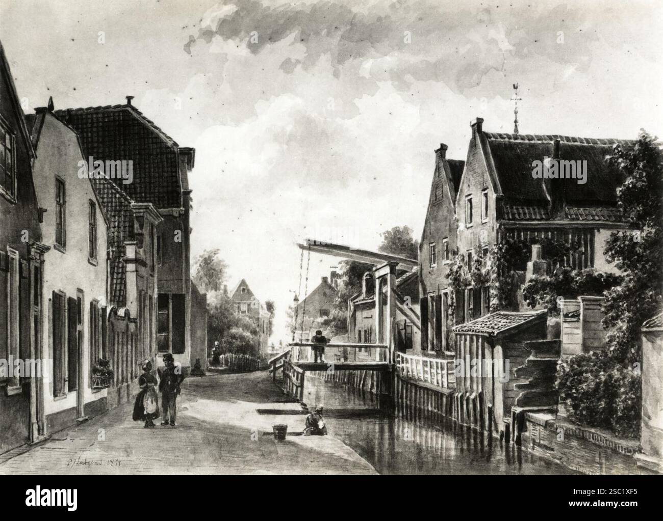 Gezicht op de Danne te Breukelen met de brug in de Brugstraat Stock ...