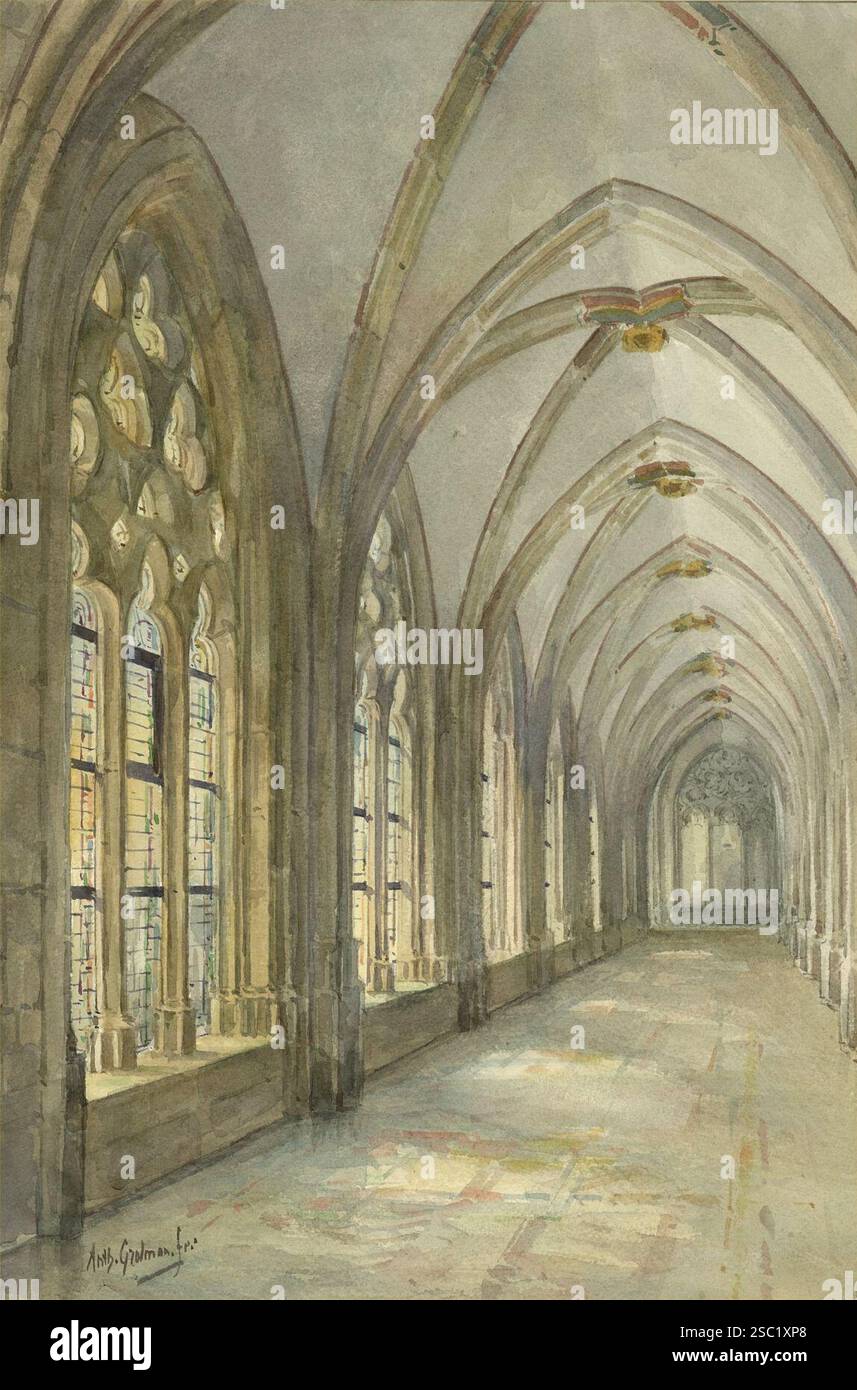 Gezicht in de westelijke arm van de kruisgang van de Domkerk te Utrecht ...